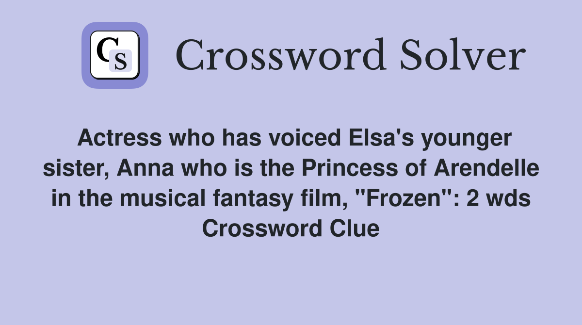 Actress who has voiced Elsa's younger sister, Anna who is the Princess of Arendelle in the ...